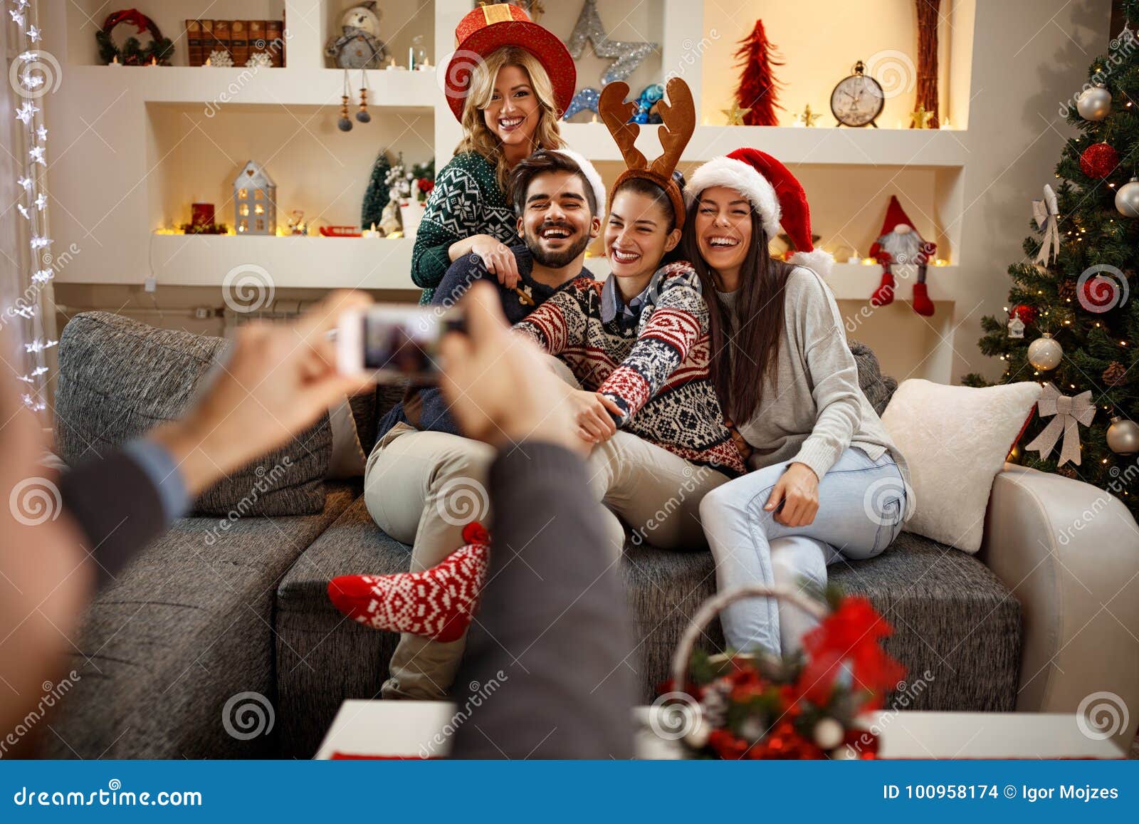 Friends Having Fun for Christmas Stock Photo - Image of christmas ...
