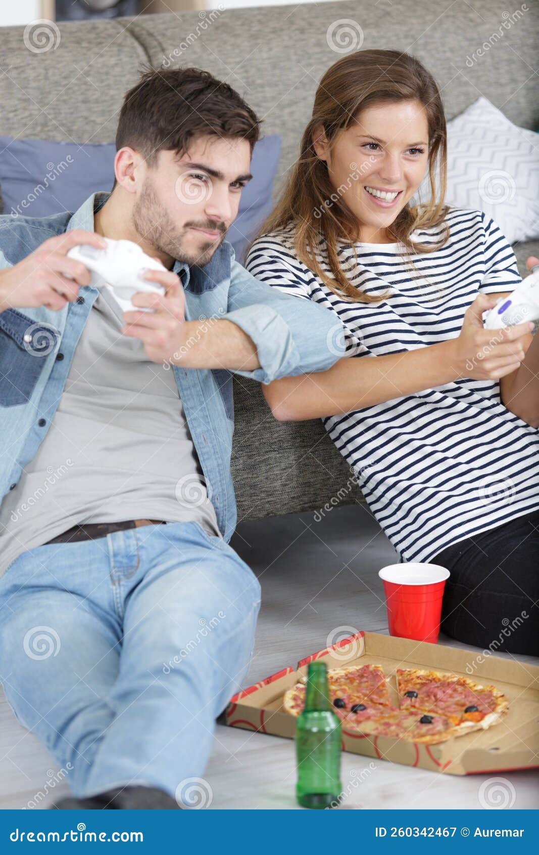Group Friends Having Fun Playing Video Games at Home Stock Image ...