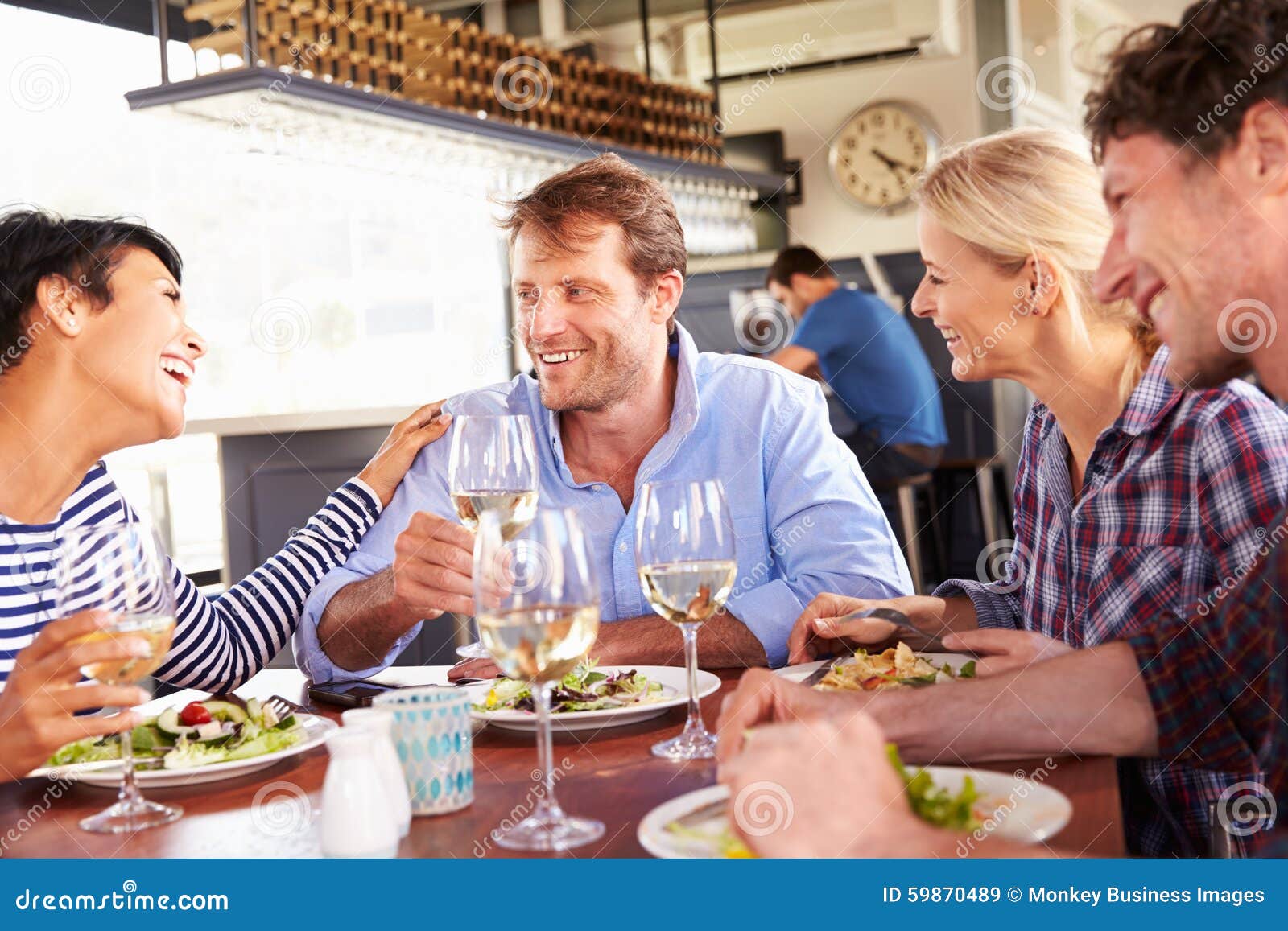 A Group of Friends Having Lunch in a Restaurant Stock Image - Image of ...