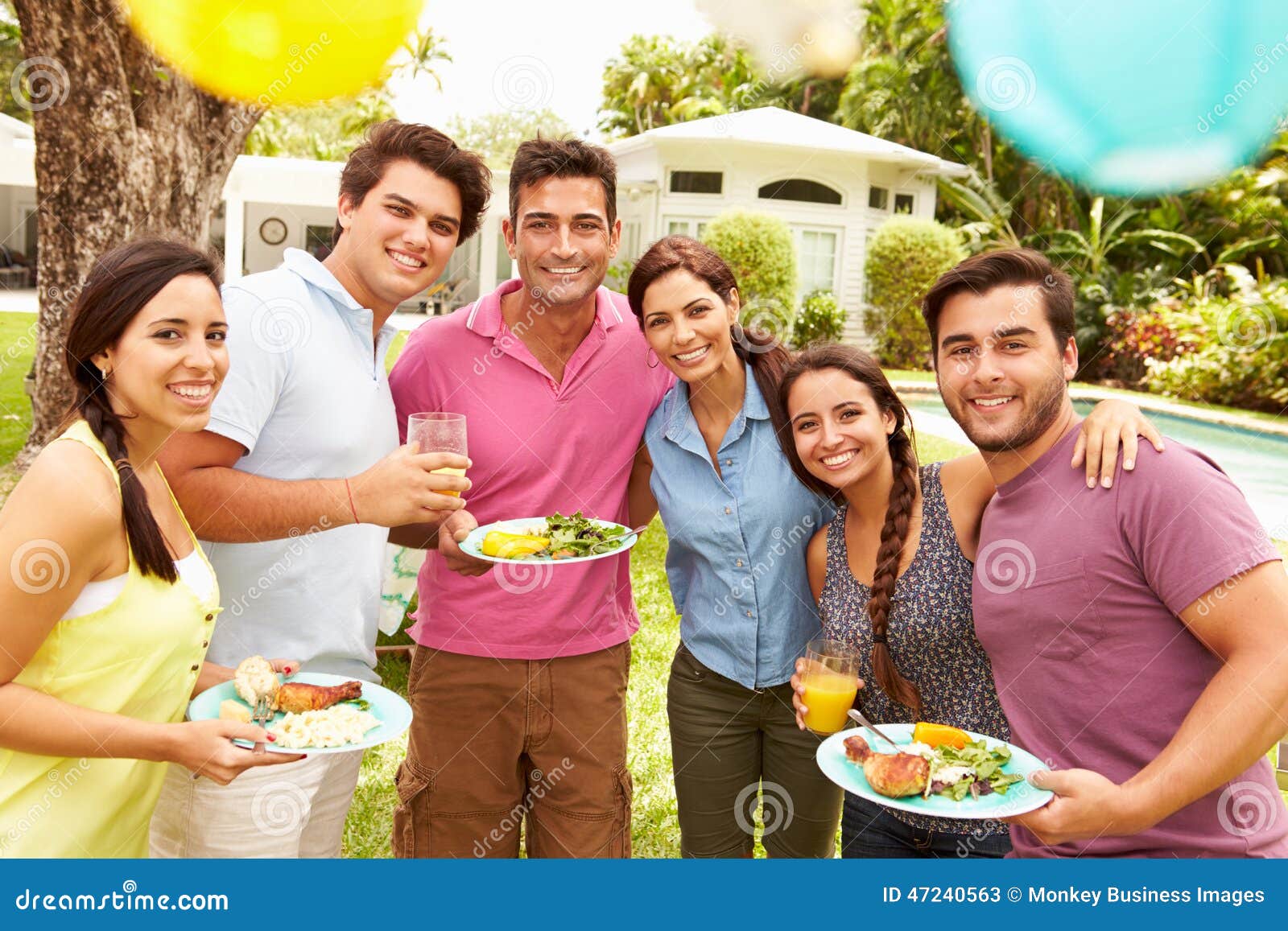Group of Friends Having Party in Backyard at Home Stock Image - Image ...