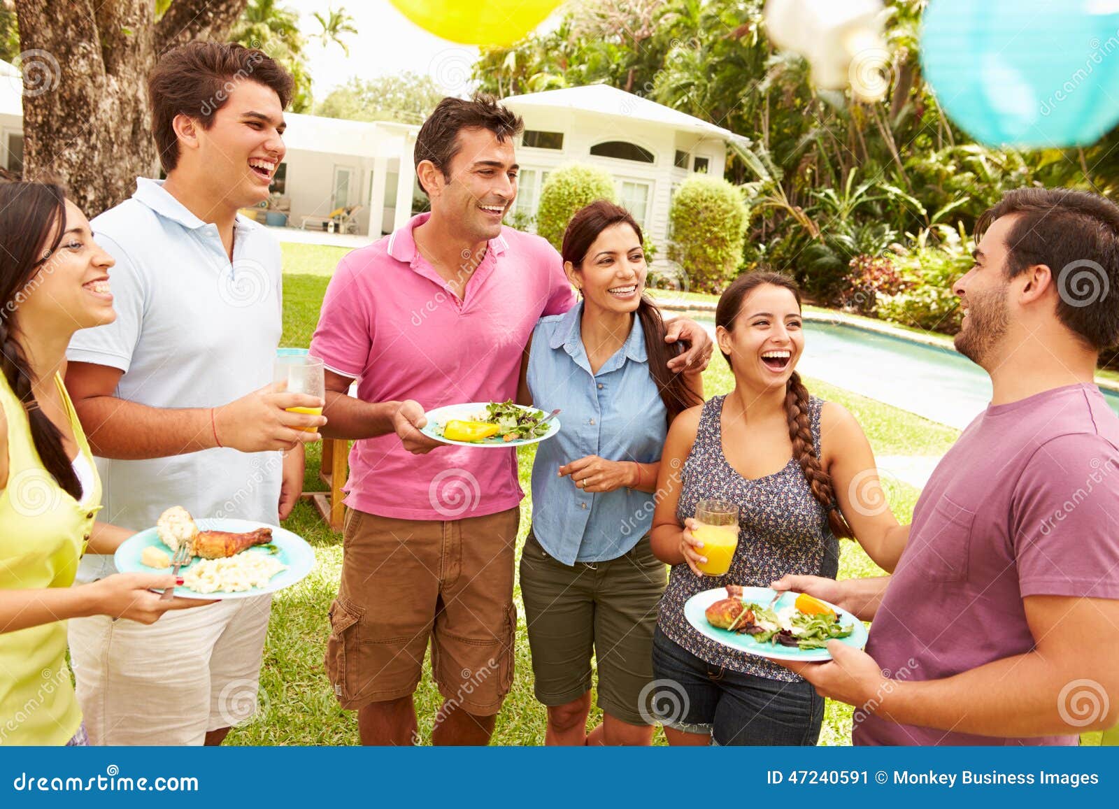 Group of Friends Having Party in Backyard at Home Stock Image - Image ...