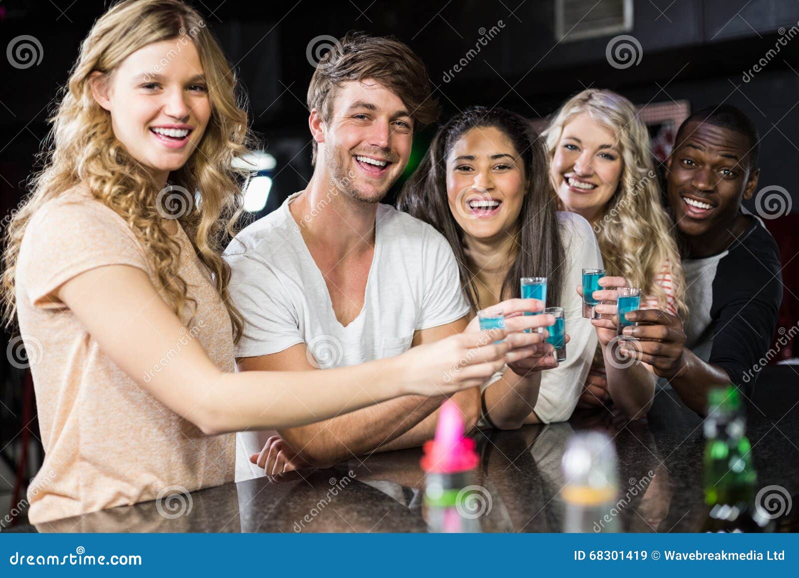 Group of Friends Having Shots Stock Image - Image of counter ...