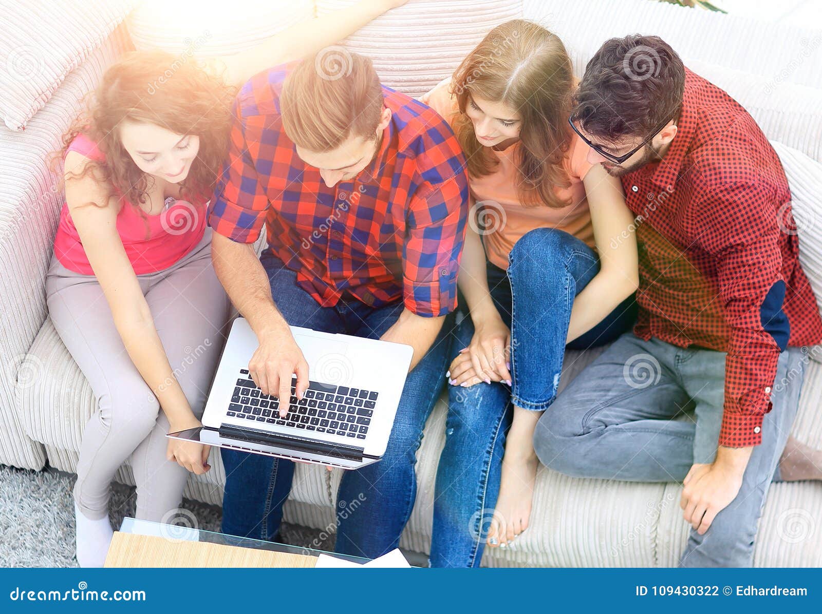 Group of Friends with a Laptop,discussing the Video Stock Photo - Image ...