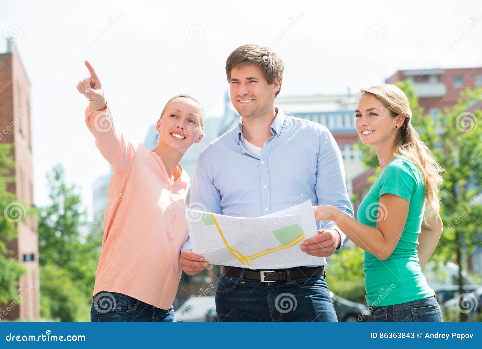 Group of Friends Looking for Direction Stock Image - Image of cheer ...