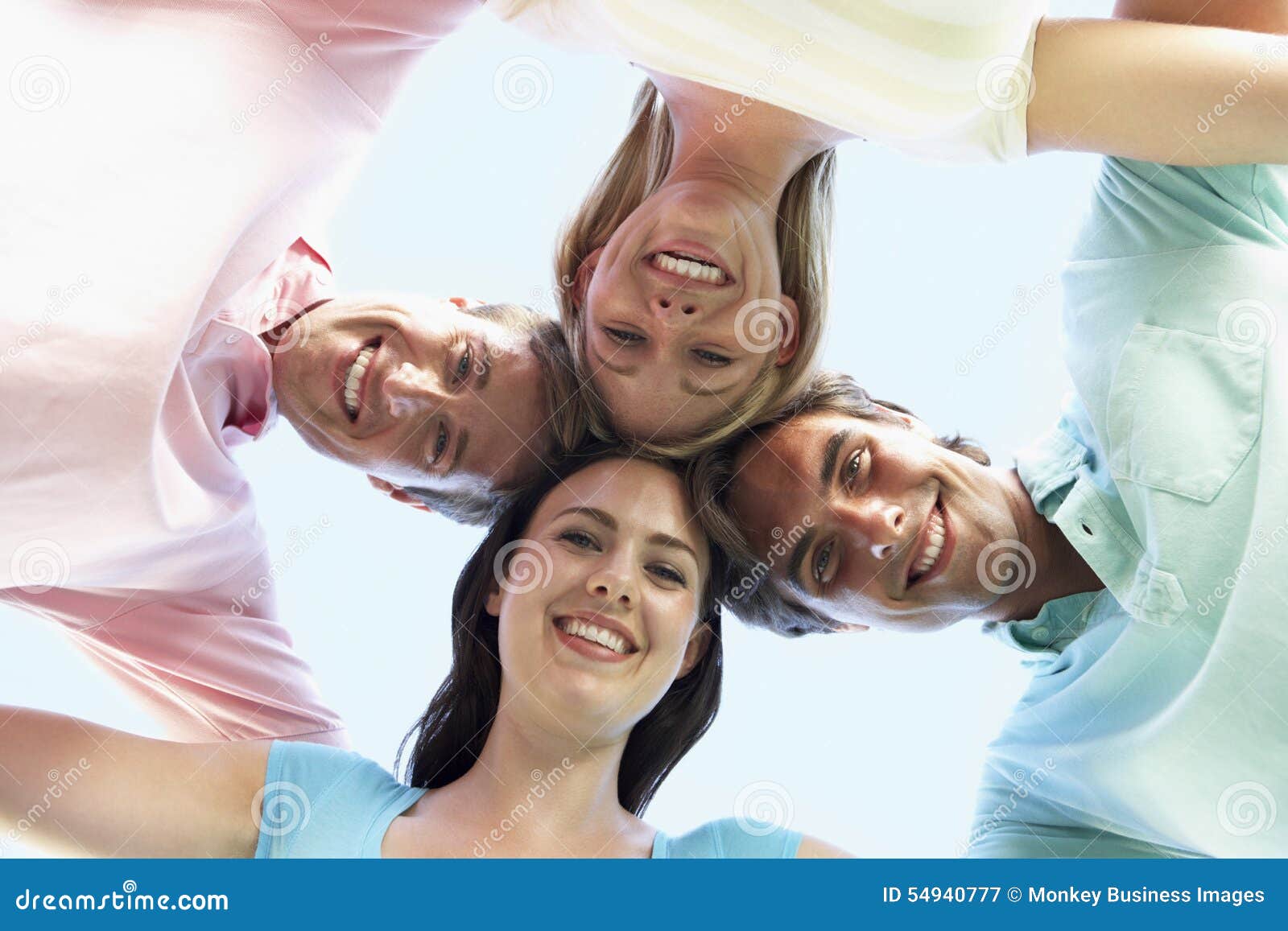 Group of Friends Looking Down into Camera Stock Image - Image of people ...