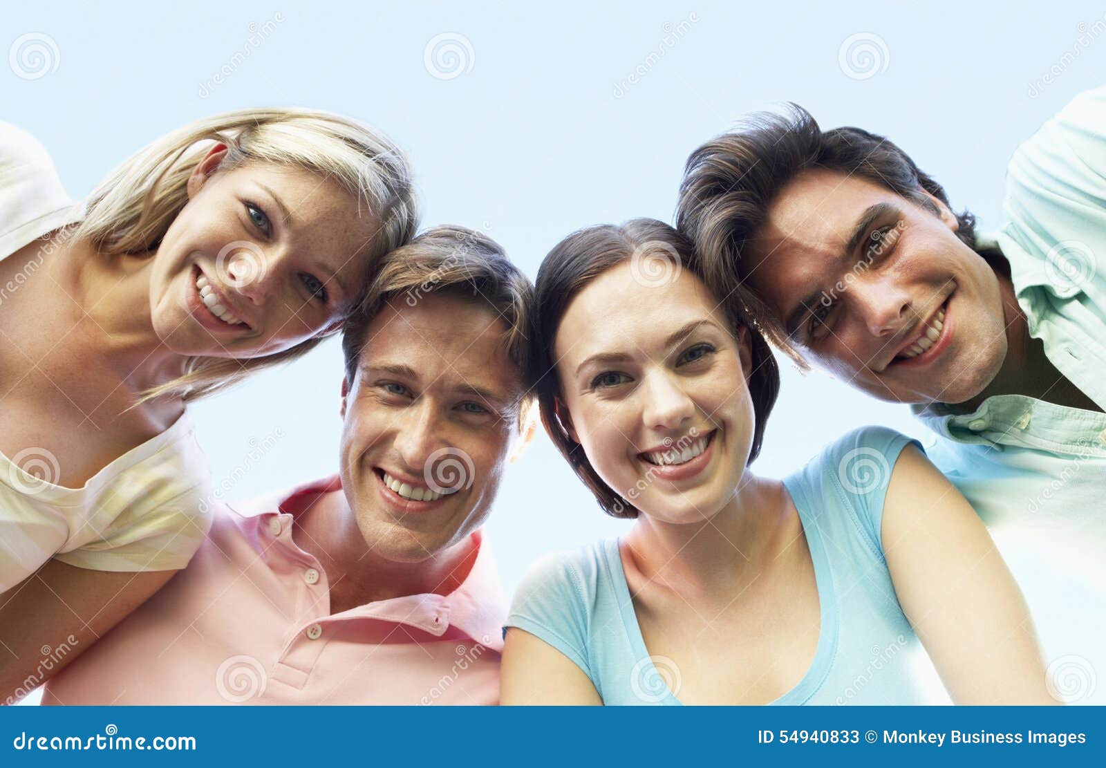 Group of Friends Looking Down into Camera Stock Image - Image of couple ...