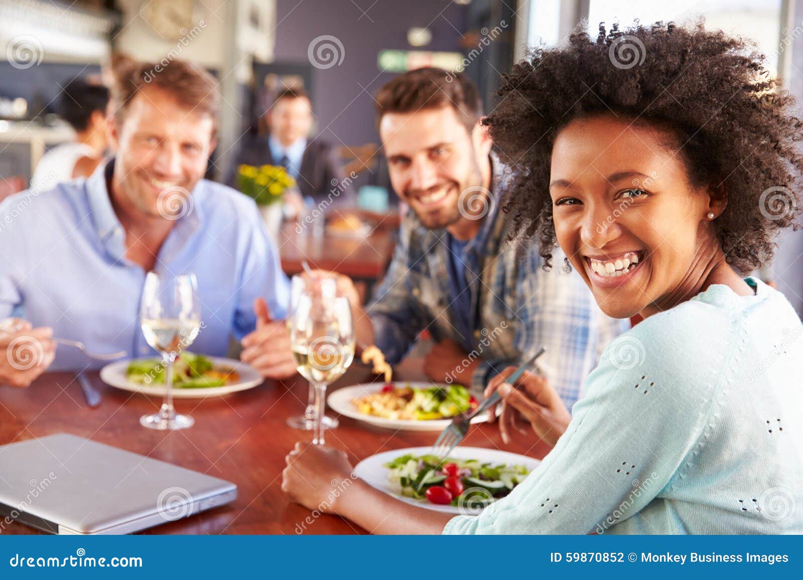 Group of Friends at Lunch in a Restaurant Stock Photo - Image of happy ...