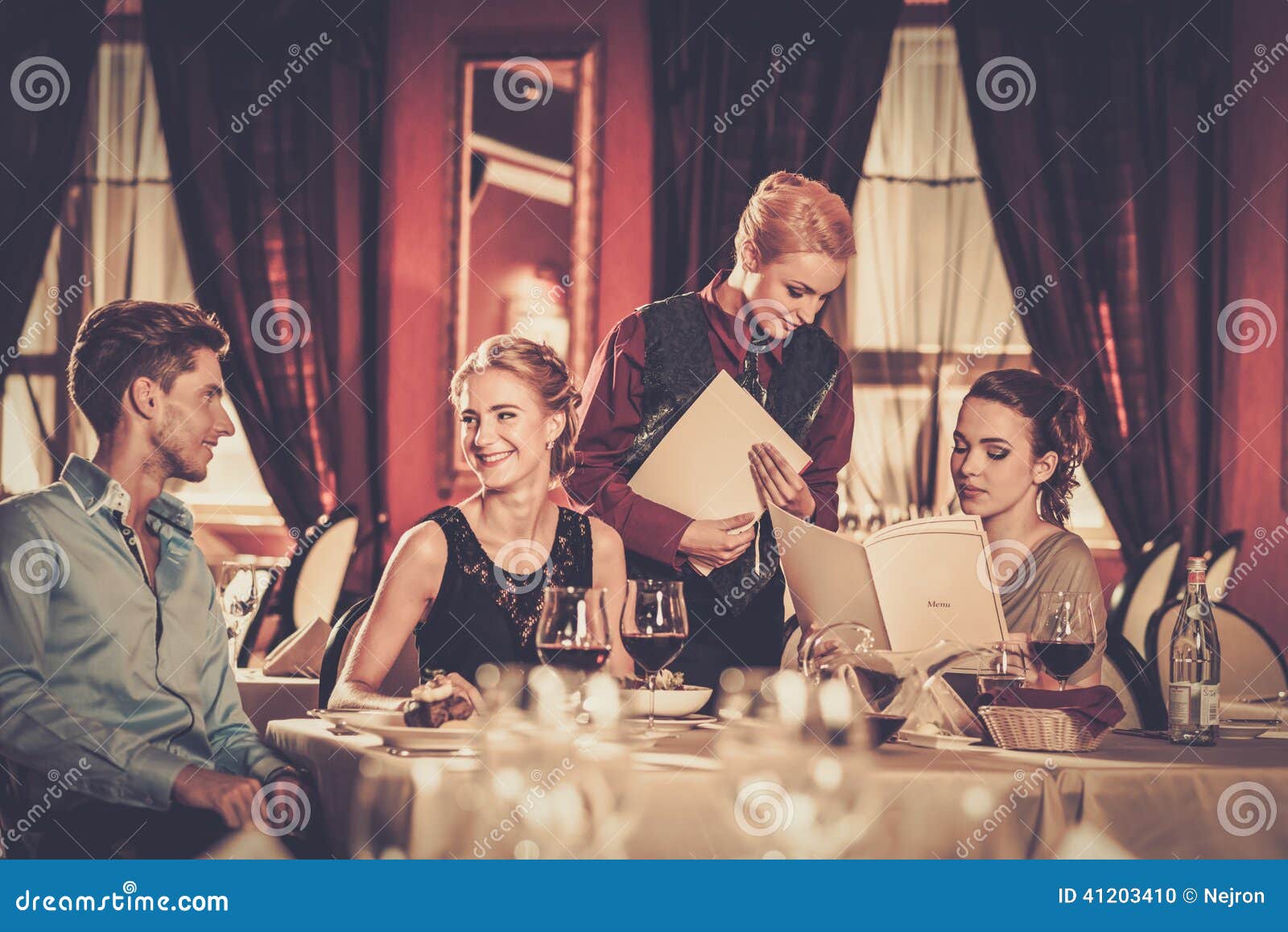 Group of Friends in a Luxury Restaurant Stock Photo - Image of friends ...
