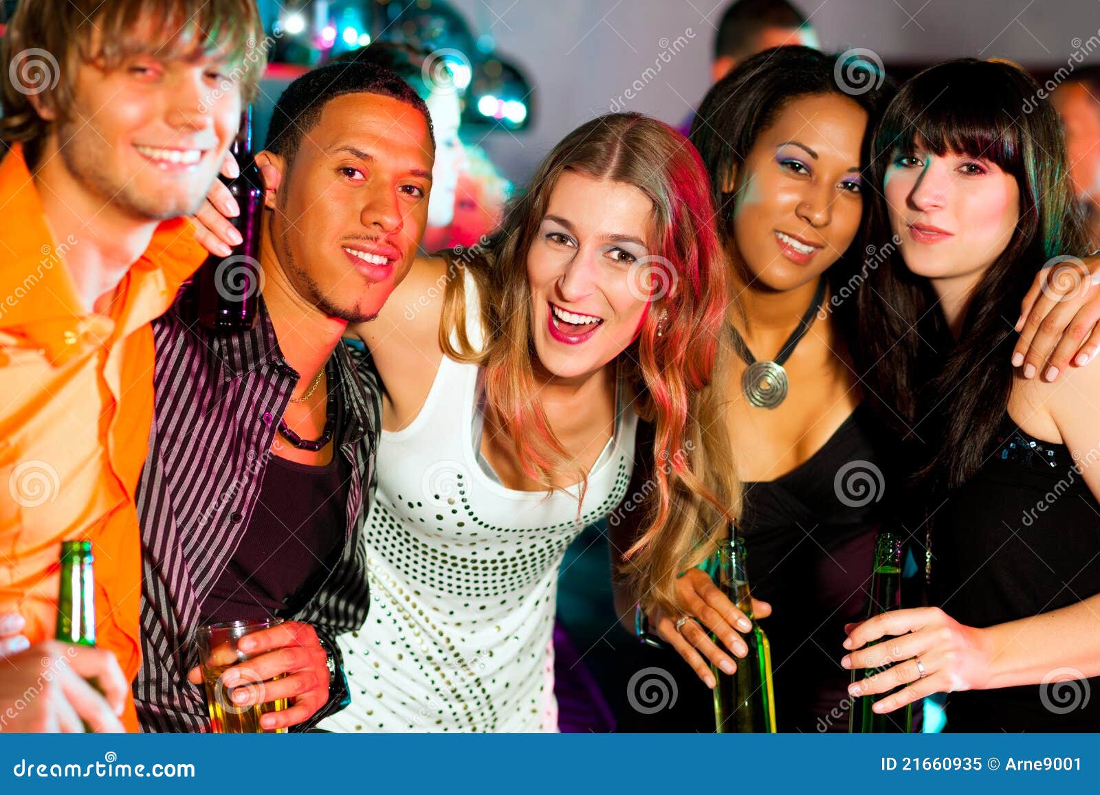 Group of Friends in Nightclub Stock Image - Image of nightclub ...