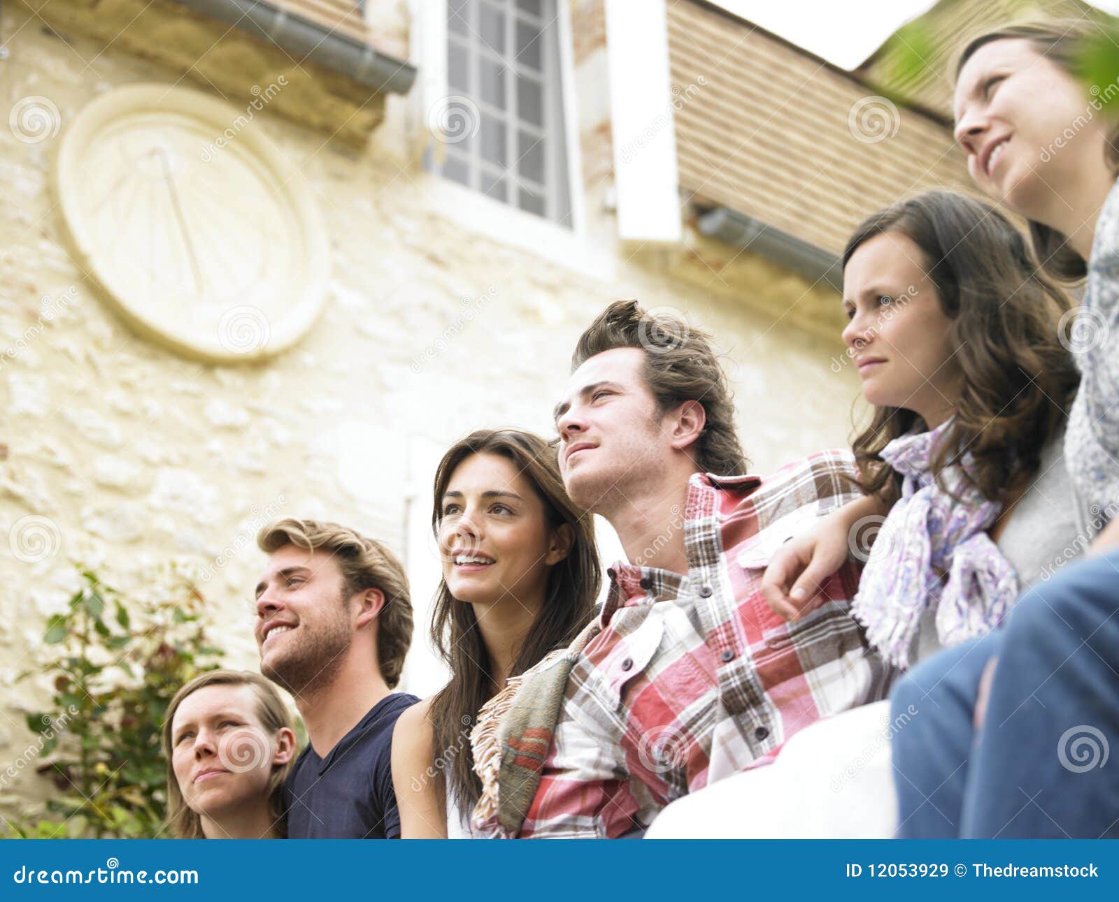 Group of Friends Outdoors Looking into Distance Stock Image - Image of ...