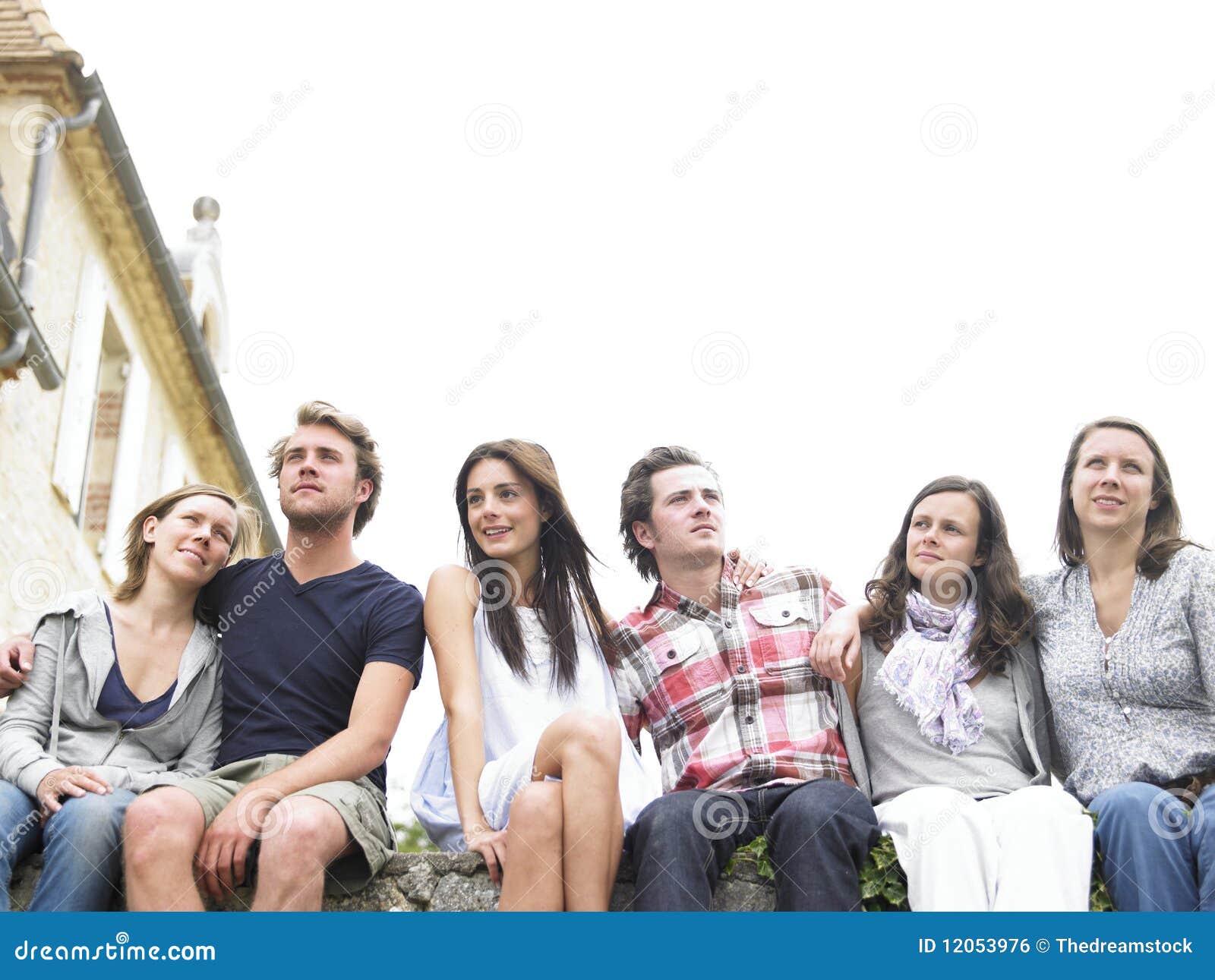 Group of Friends Outdoors Looking into Distance Stock Photo - Image of ...
