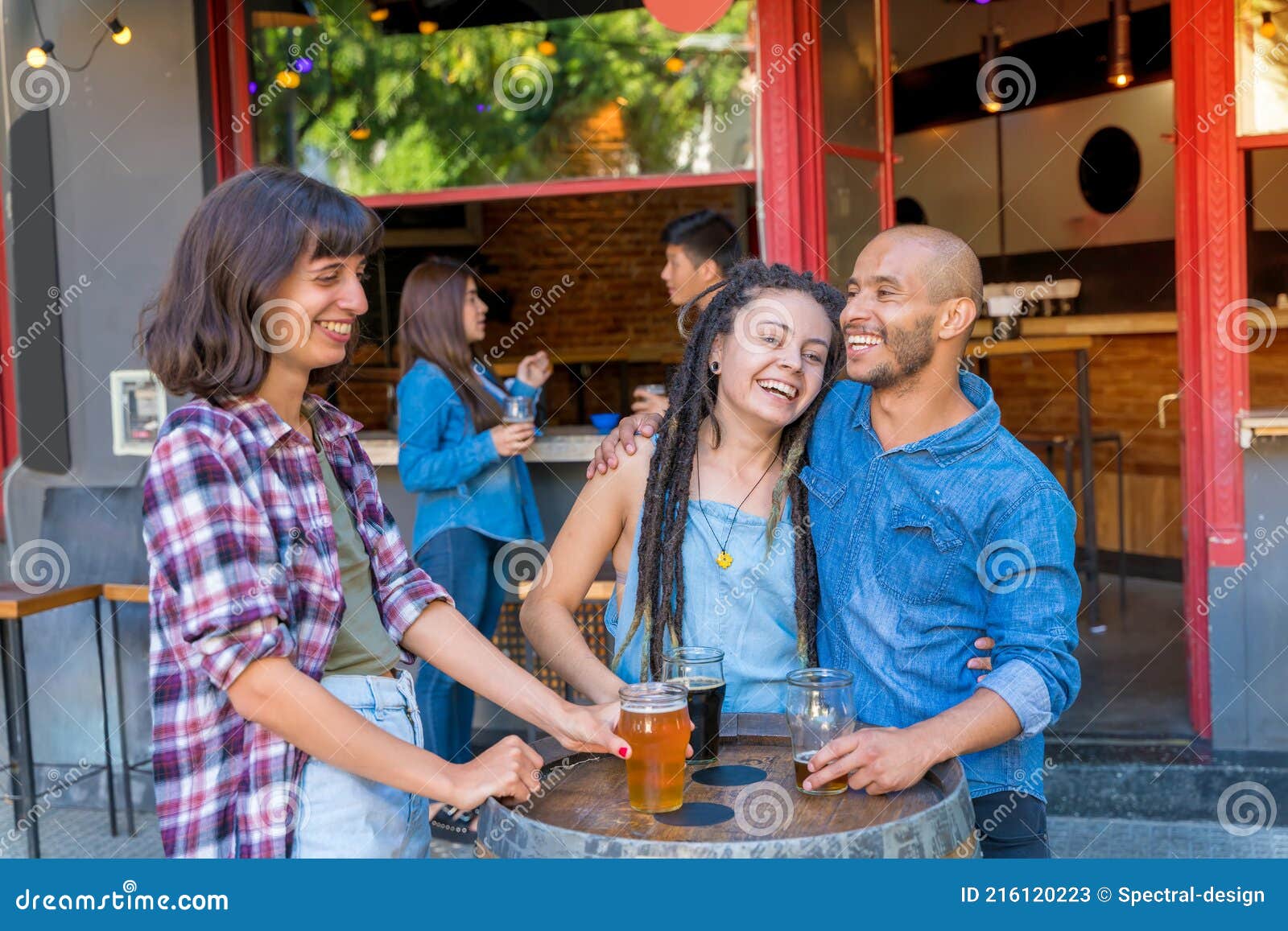 A Group of Friends Outside at a Pub Stock Image - Image of friend ...