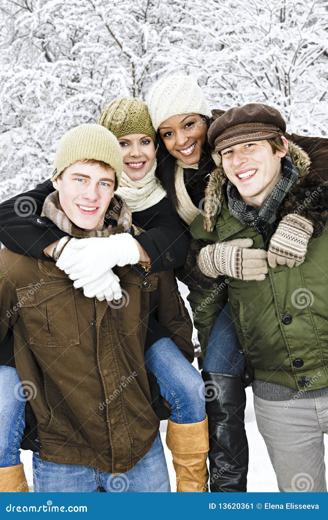 Group of Friends Outside in Winter Stock Image - Image of friend ...