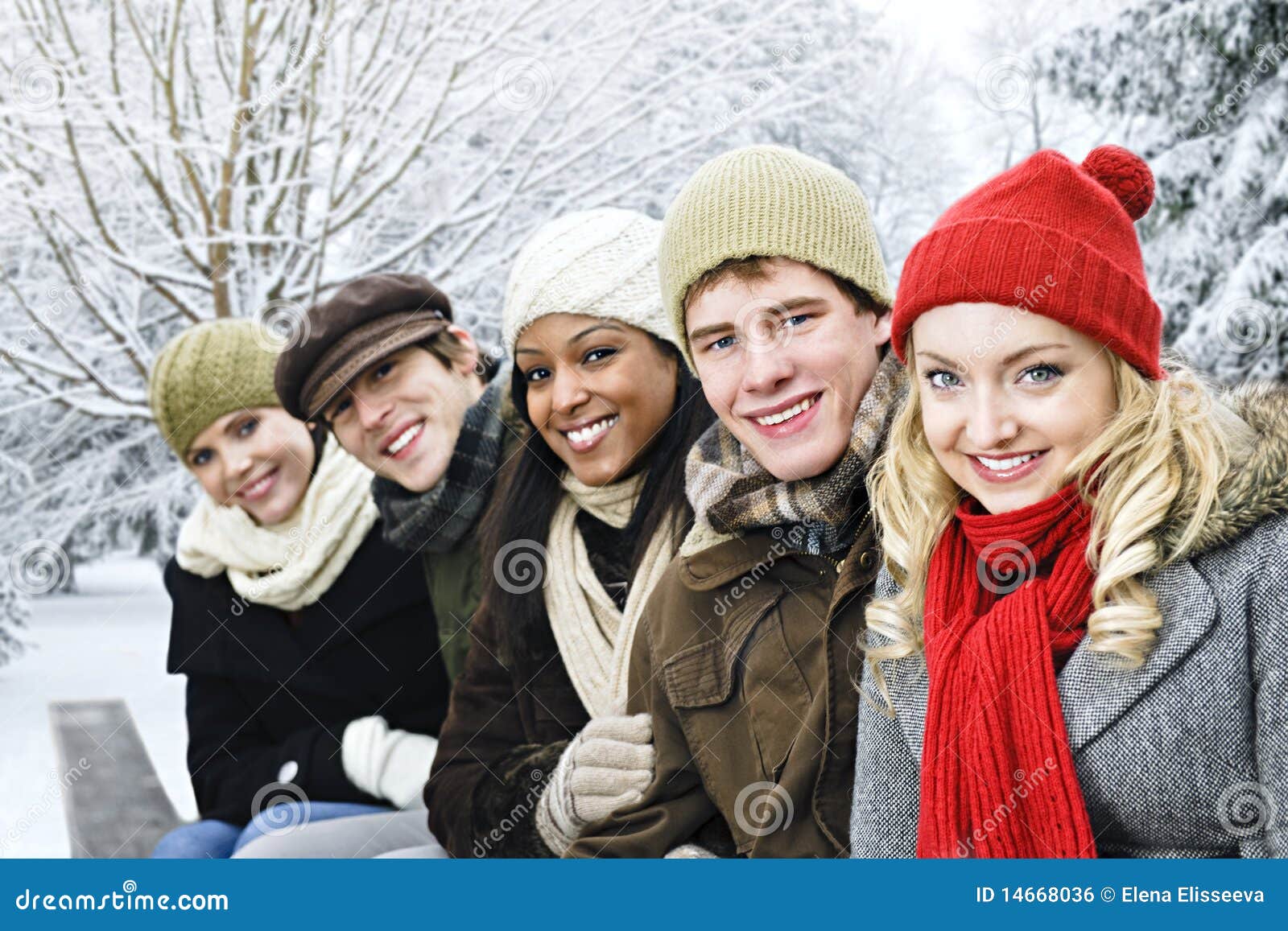 Group of Friends Outside in Winter Stock Photo - Image of park ...
