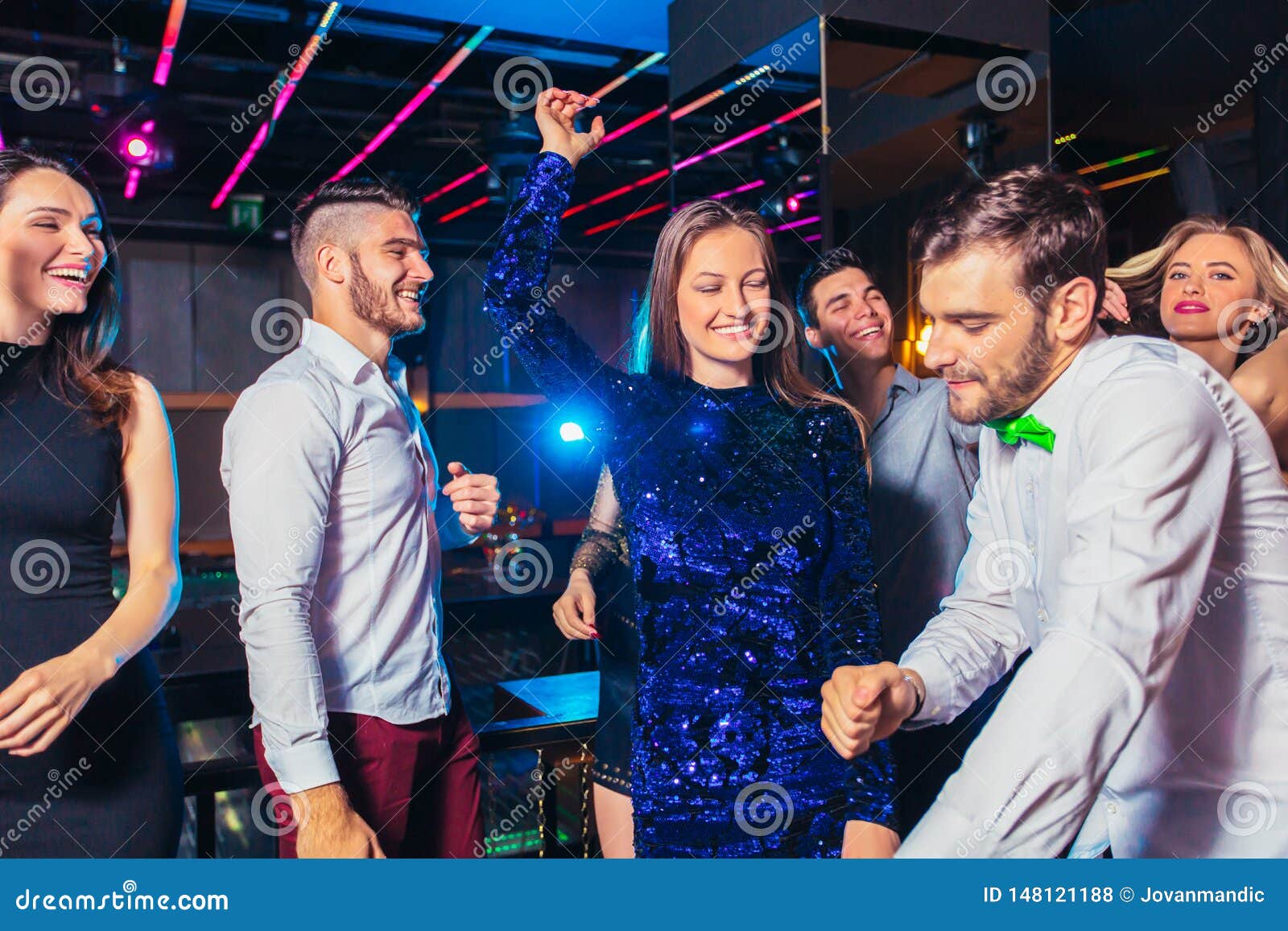 Friends Partying in a Nightclub Stock Photo - Image of human, girls ...