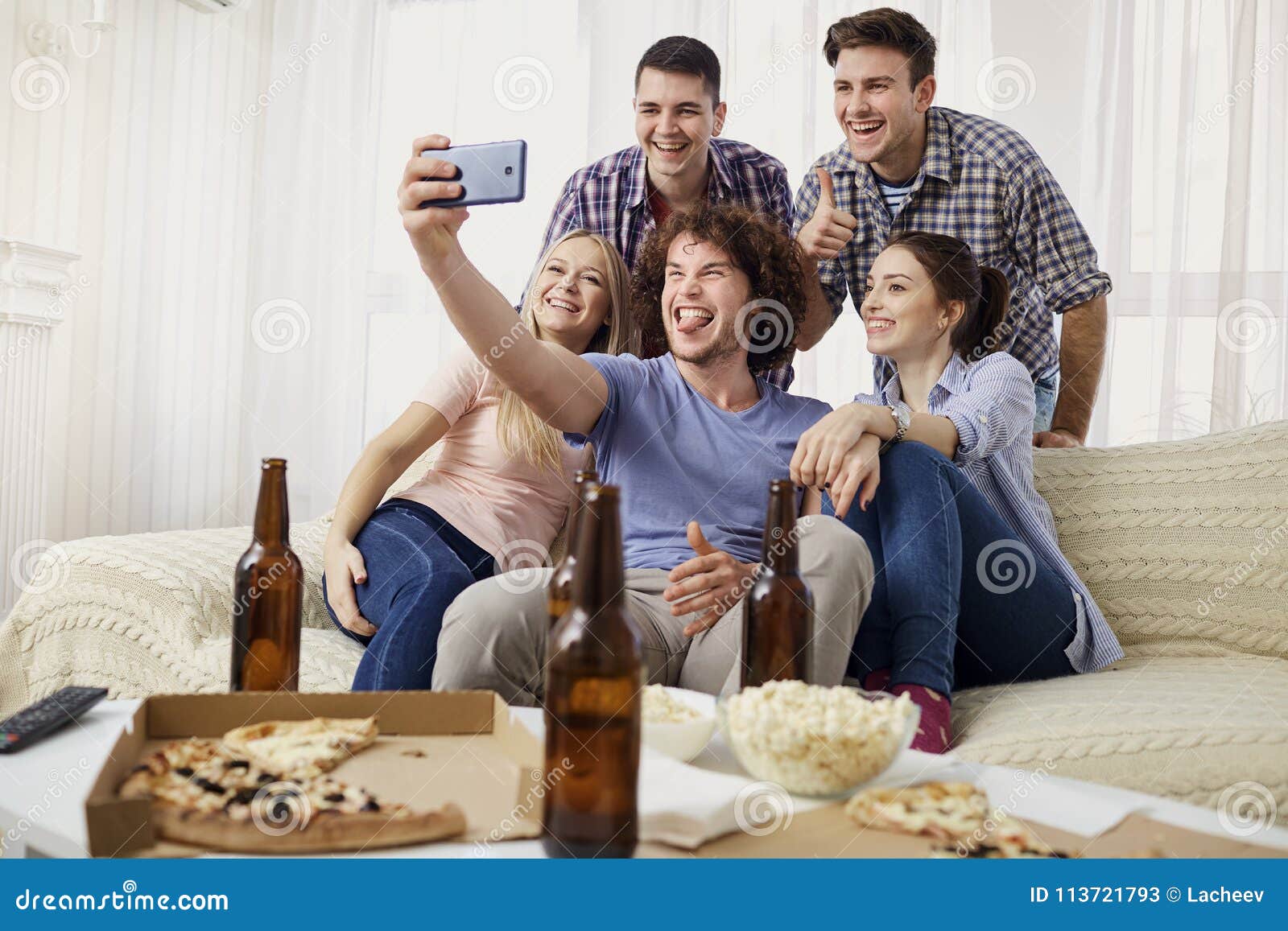 A Group of Friends are Photographed on a Camera. Stock Image - Image of ...