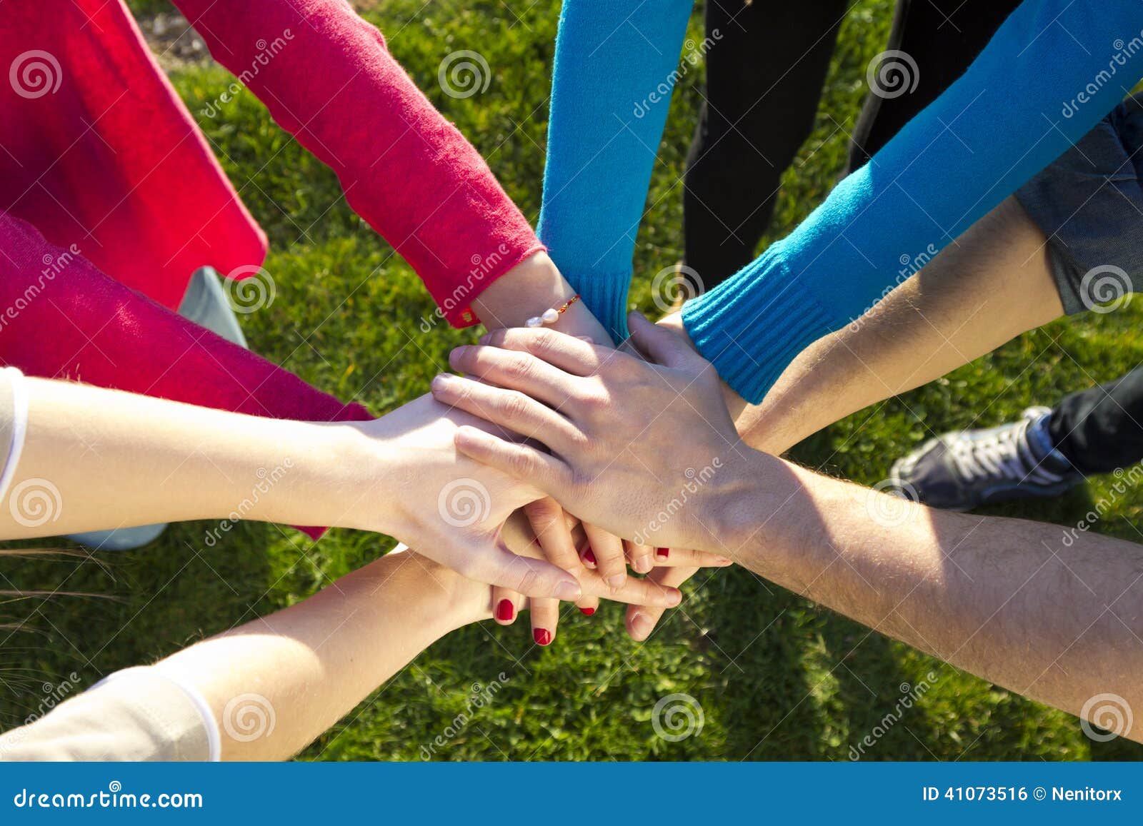Group of Friends Pile Up Hands As Unity Oath Stock Photo - Image of ...
