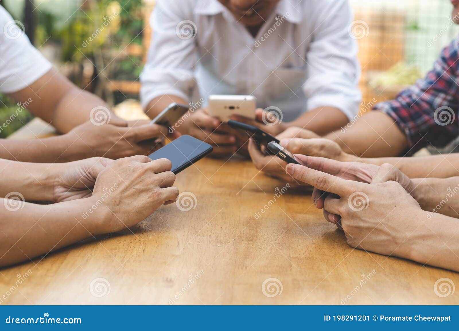 Group of Friends Playing App Games in Mobile Phone and Online Together ...