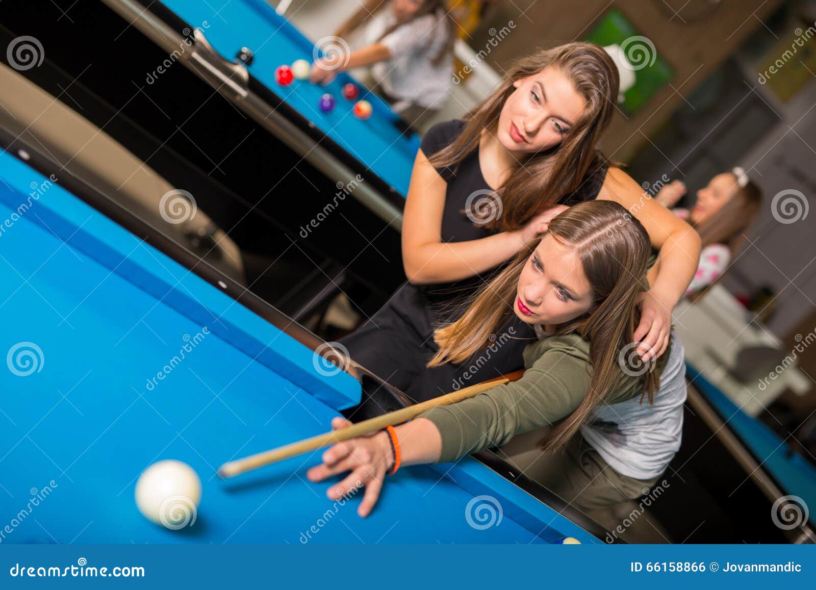 Group of Friends Playing Pool Together. Stock Photo - Image of ...