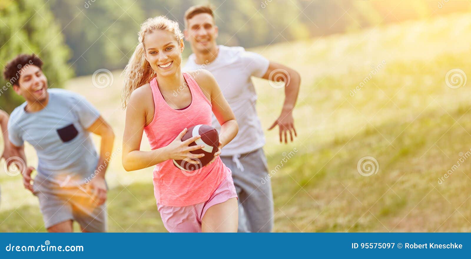 Group of Friends Playing Rugby Stock Image - Image of holiday, nature ...