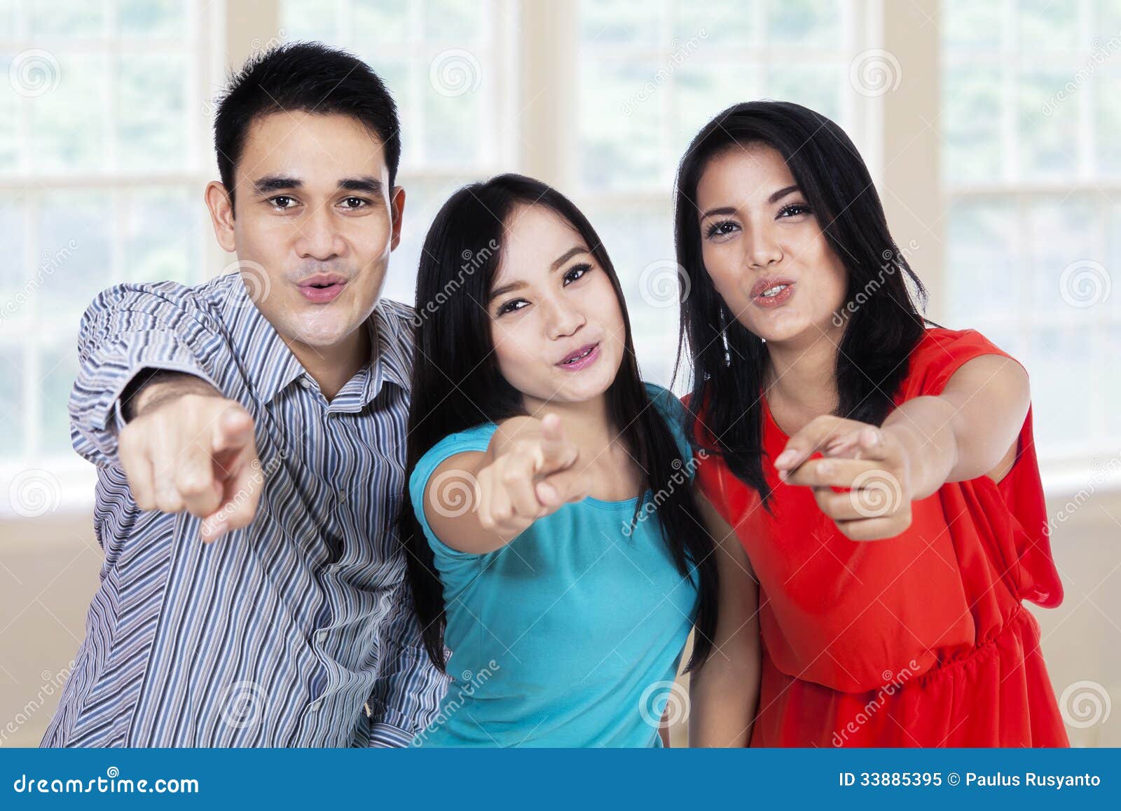 Group of Friends Pointing at You Stock Image - Image of happy ...