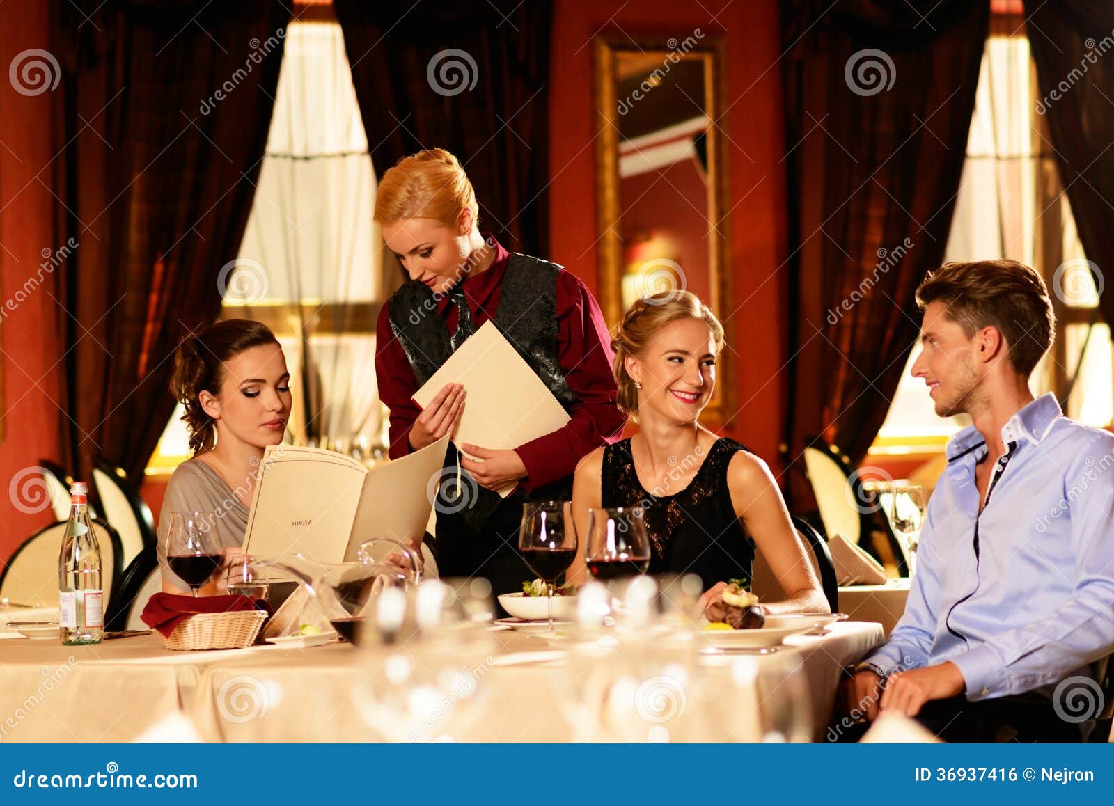 Group of Friends in Restaurant Stock Photo - Image of anniversary ...