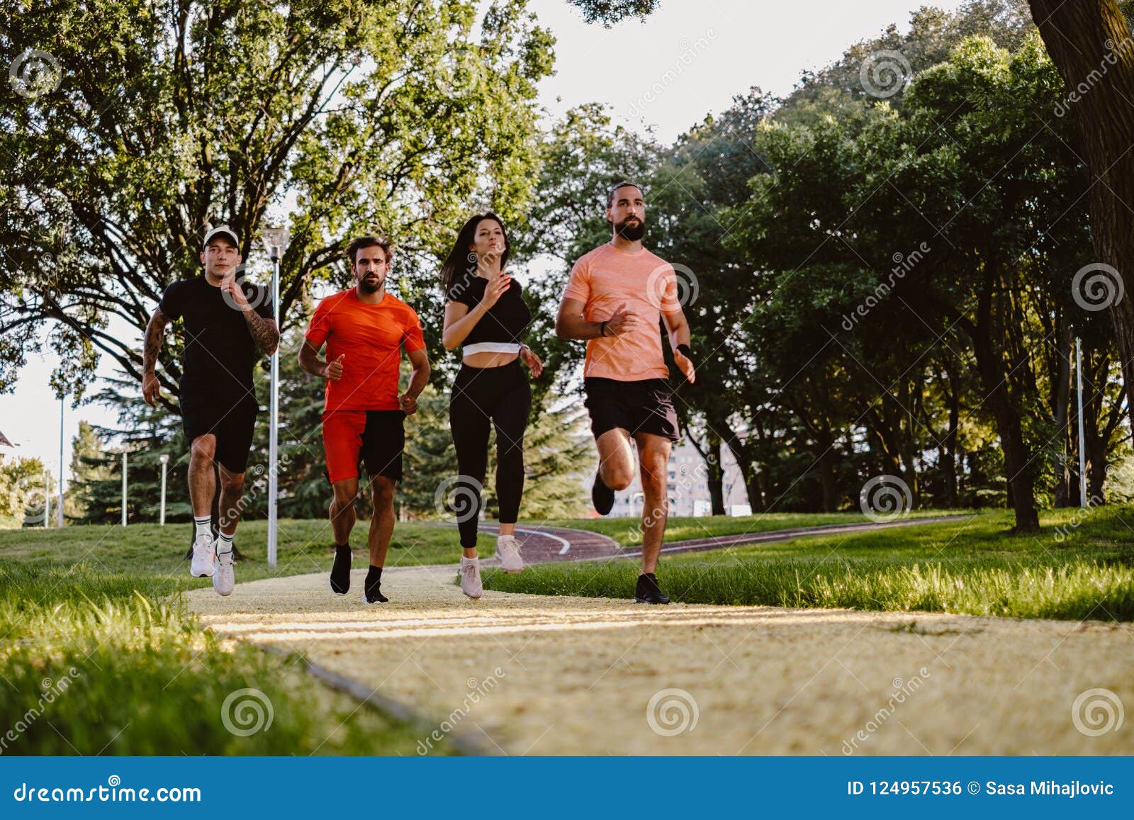 Group of Friends Running in the Park Stock Photo - Image of recreation ...