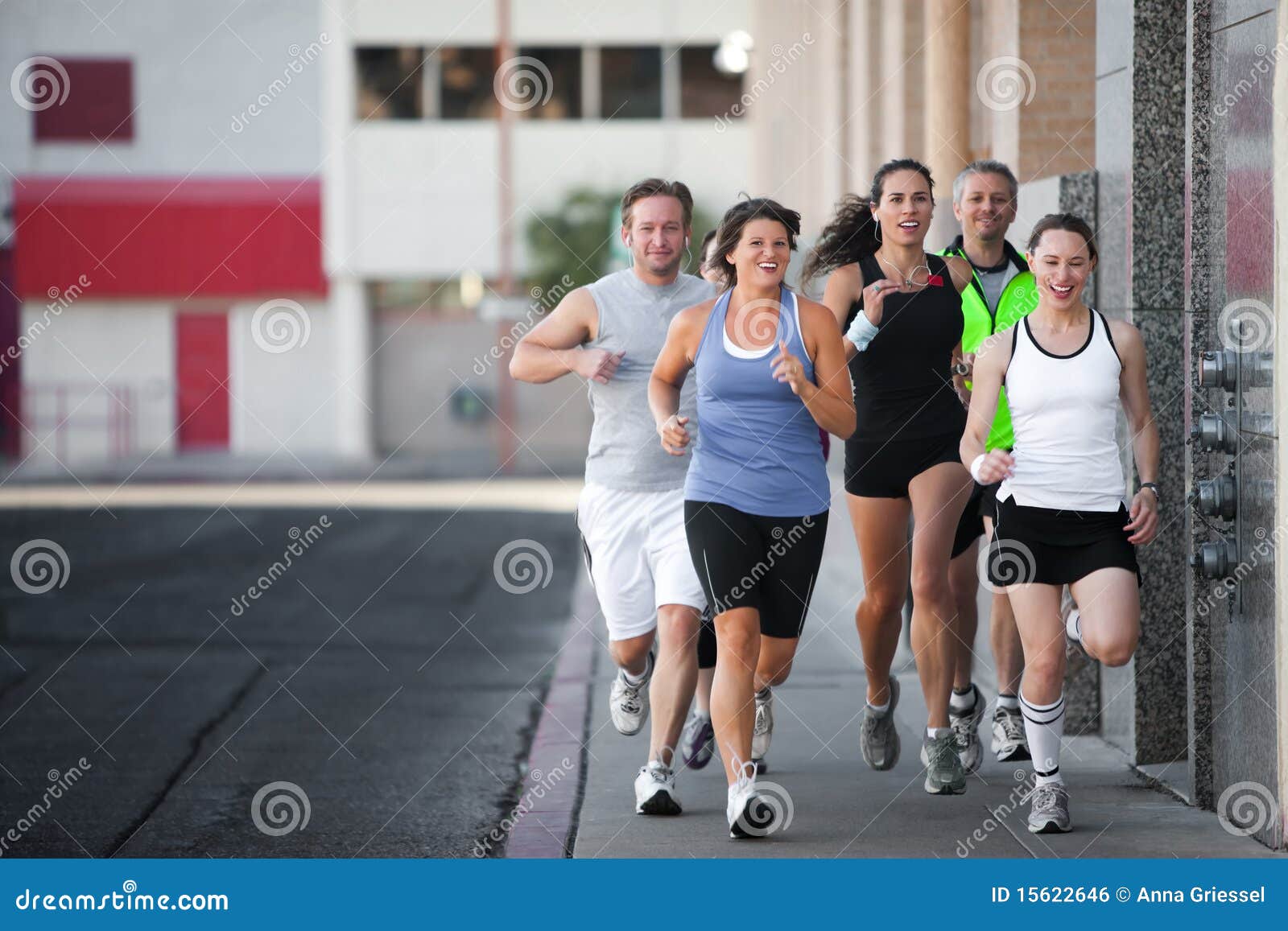 Group of Friends Runs Downtown. Stock Photo - Image of sports, stride ...