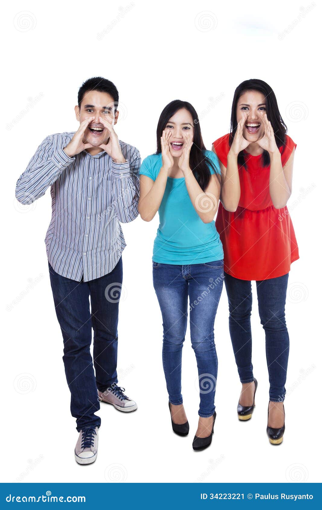 Group of friends shouting stock image. Image of diversity - 34223221