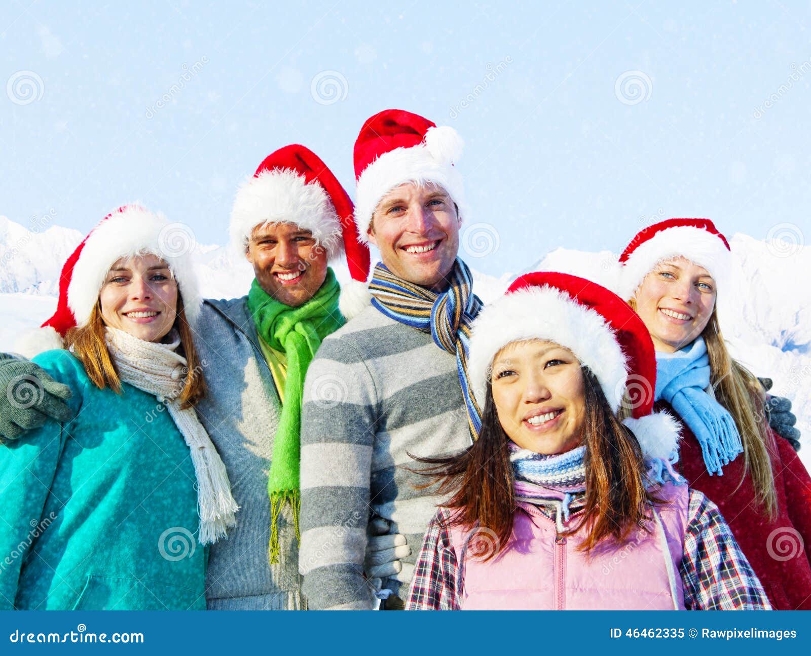 Group of Friends in the Snow Stock Image - Image of freedom, holidays ...