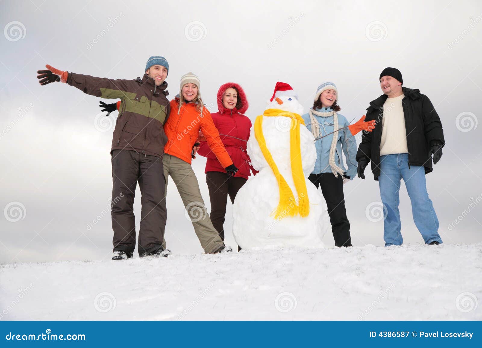 Group of Friends with Snowman Stock Image - Image of lifestyle, healthy ...