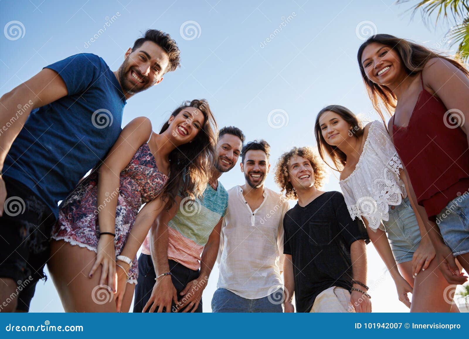 Group of Friends Standing Together Outside Smiling Stock Image - Image ...