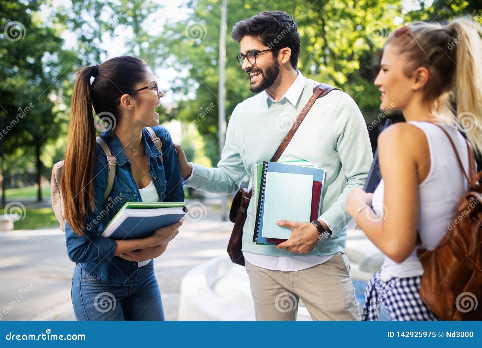 Group of Friends Studying Together at University Campus Stock Image ...