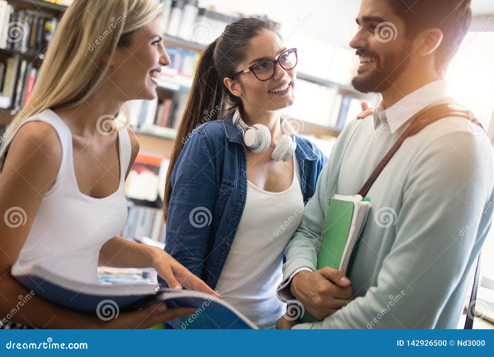 Group of Friends Studying Together at University Campus Stock Photo ...