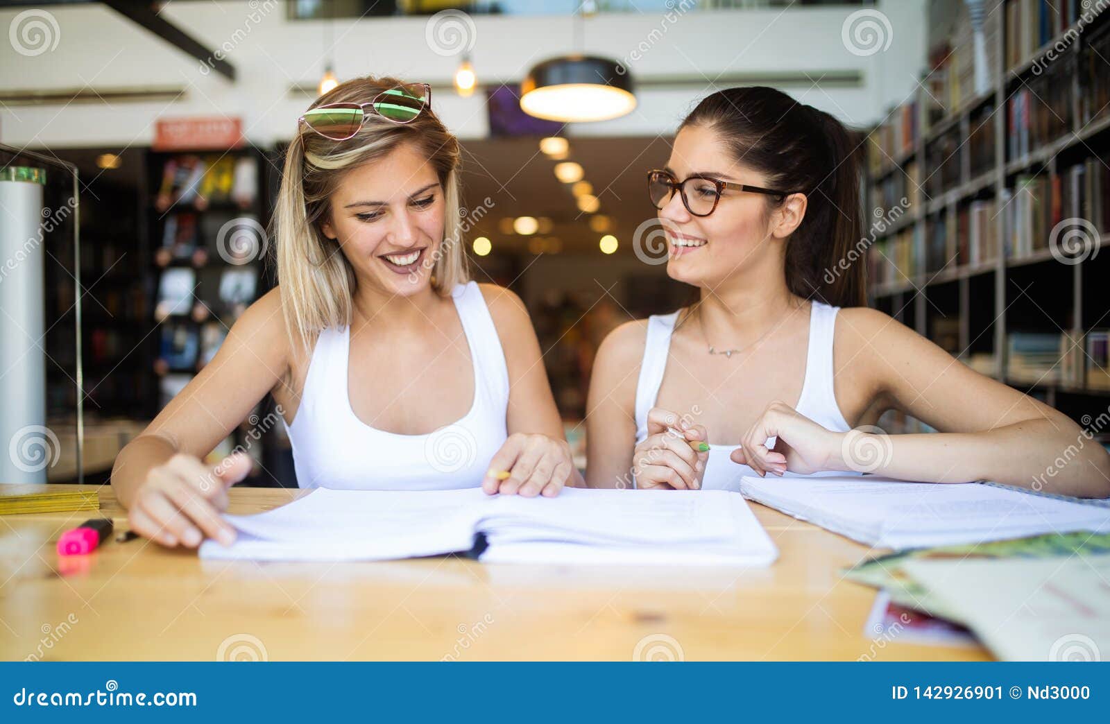 Group of Friends Studying Together at University Campus Stock Image ...