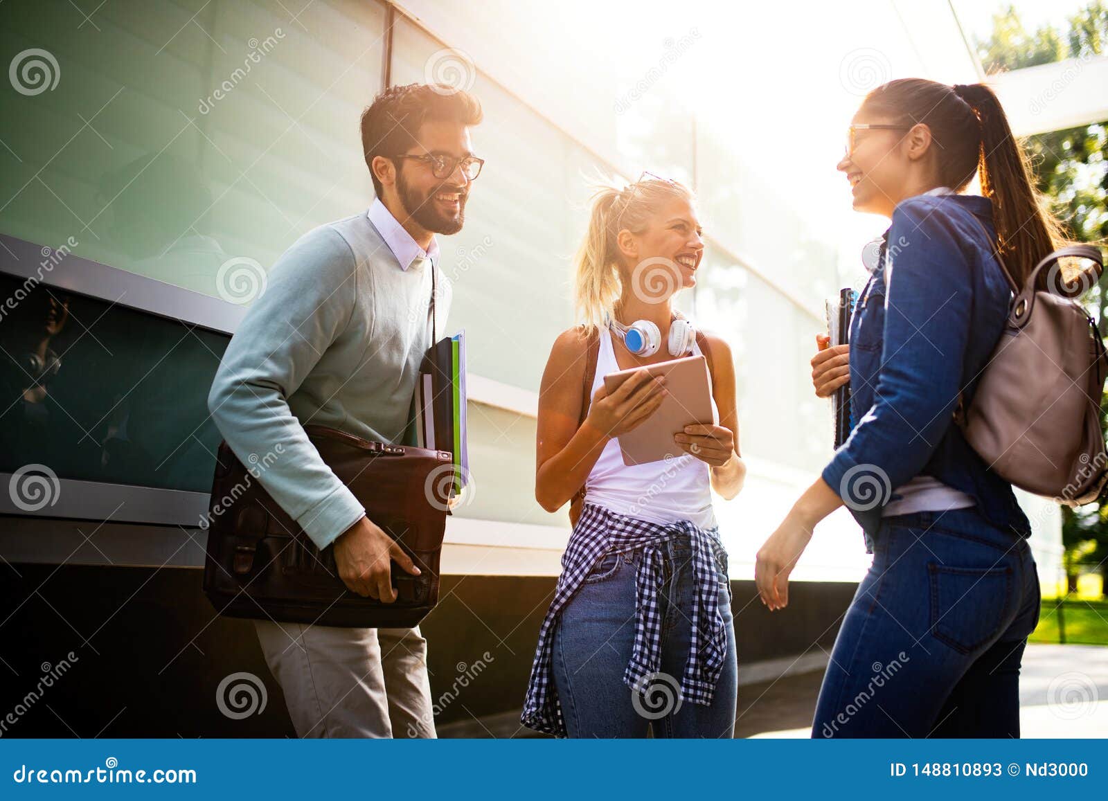 Group of Friends Studying Together at University Campus Stock Image ...