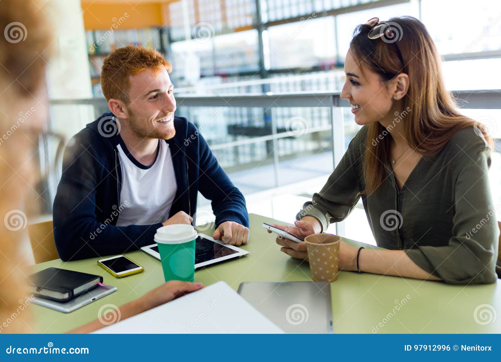 Group of Friends Studying in a University Library. Stock Photo - Image ...