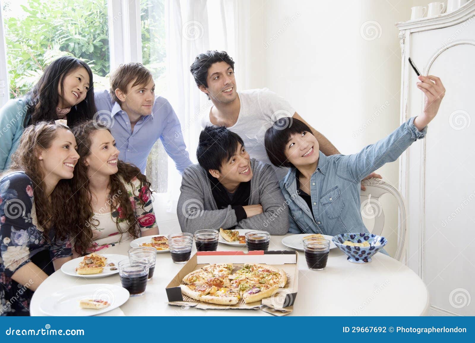 Group of Friends Taking Self Portrait Photograph Stock Photo - Image of ...