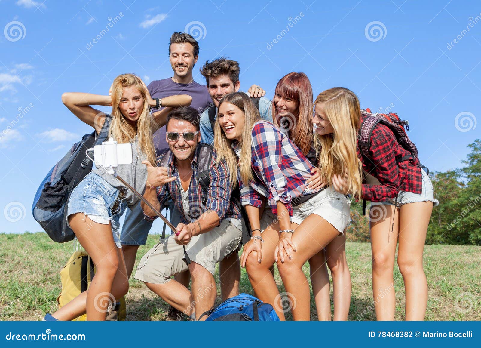 Group of Friends Taking a Self Portrait Stock Photo - Image of ...