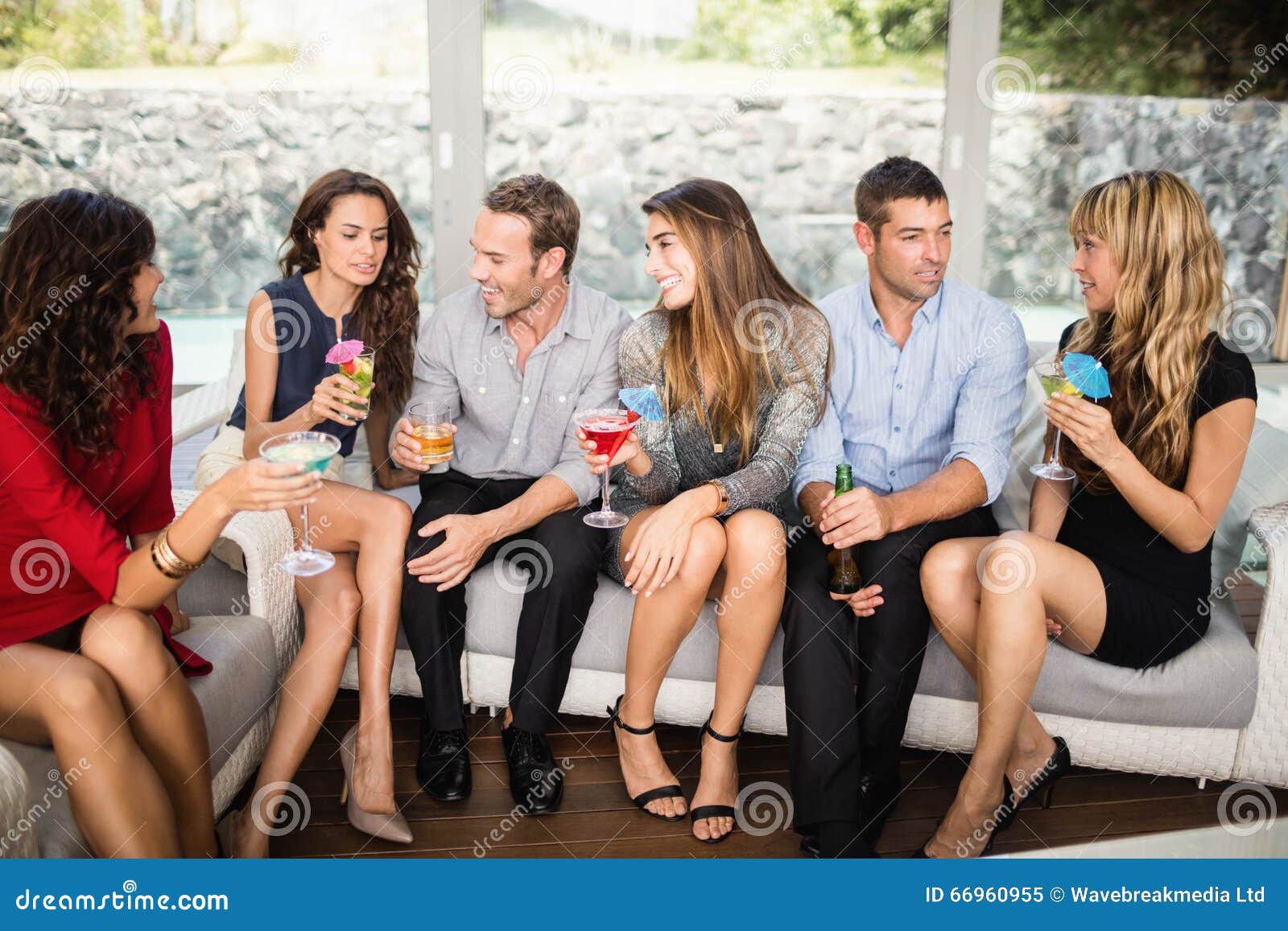 Group of Friends Talking and Having Drinks Stock Image - Image of drink ...