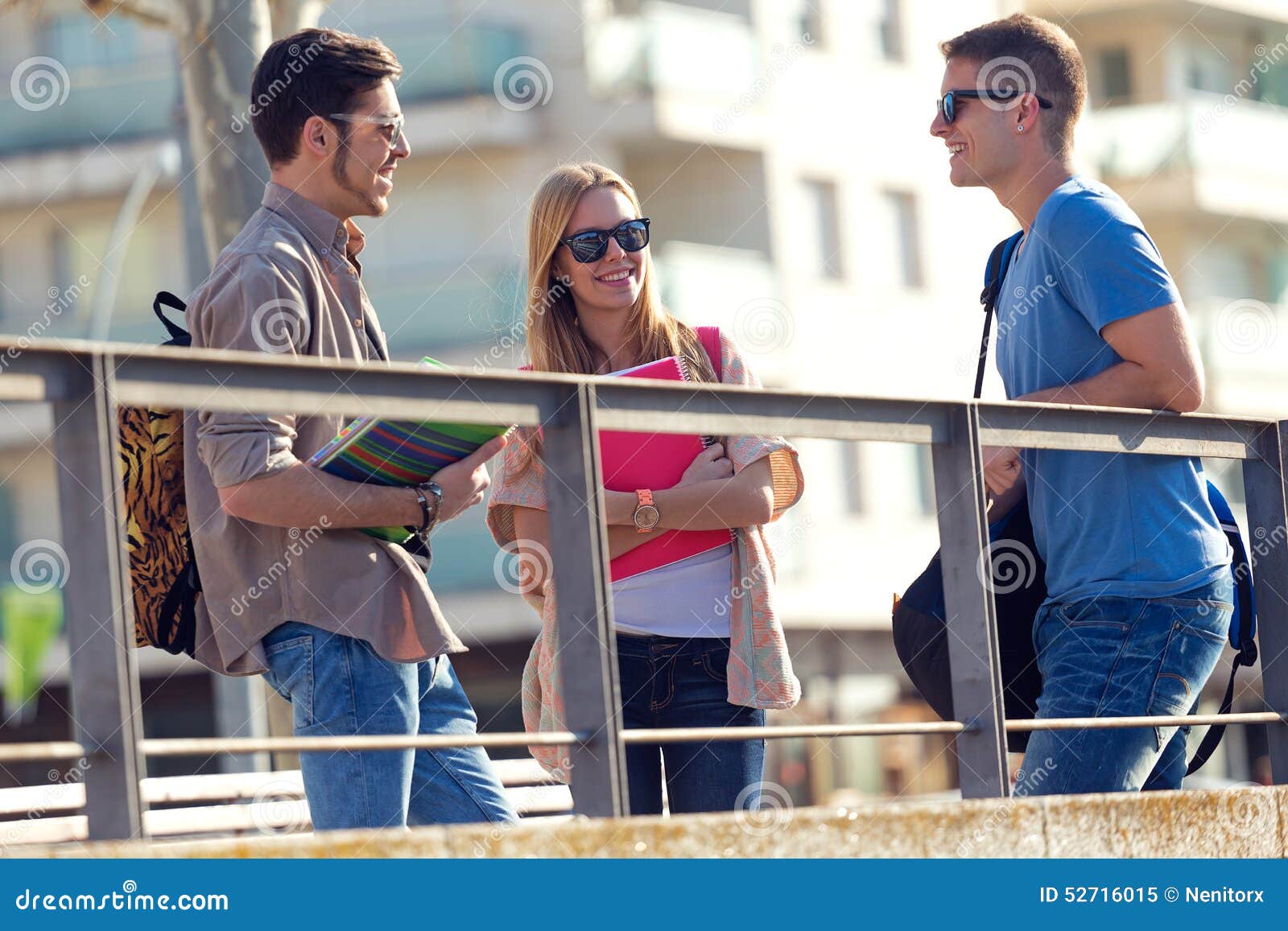 A Group of Friends Talking in the Street after Class. Stock Image ...