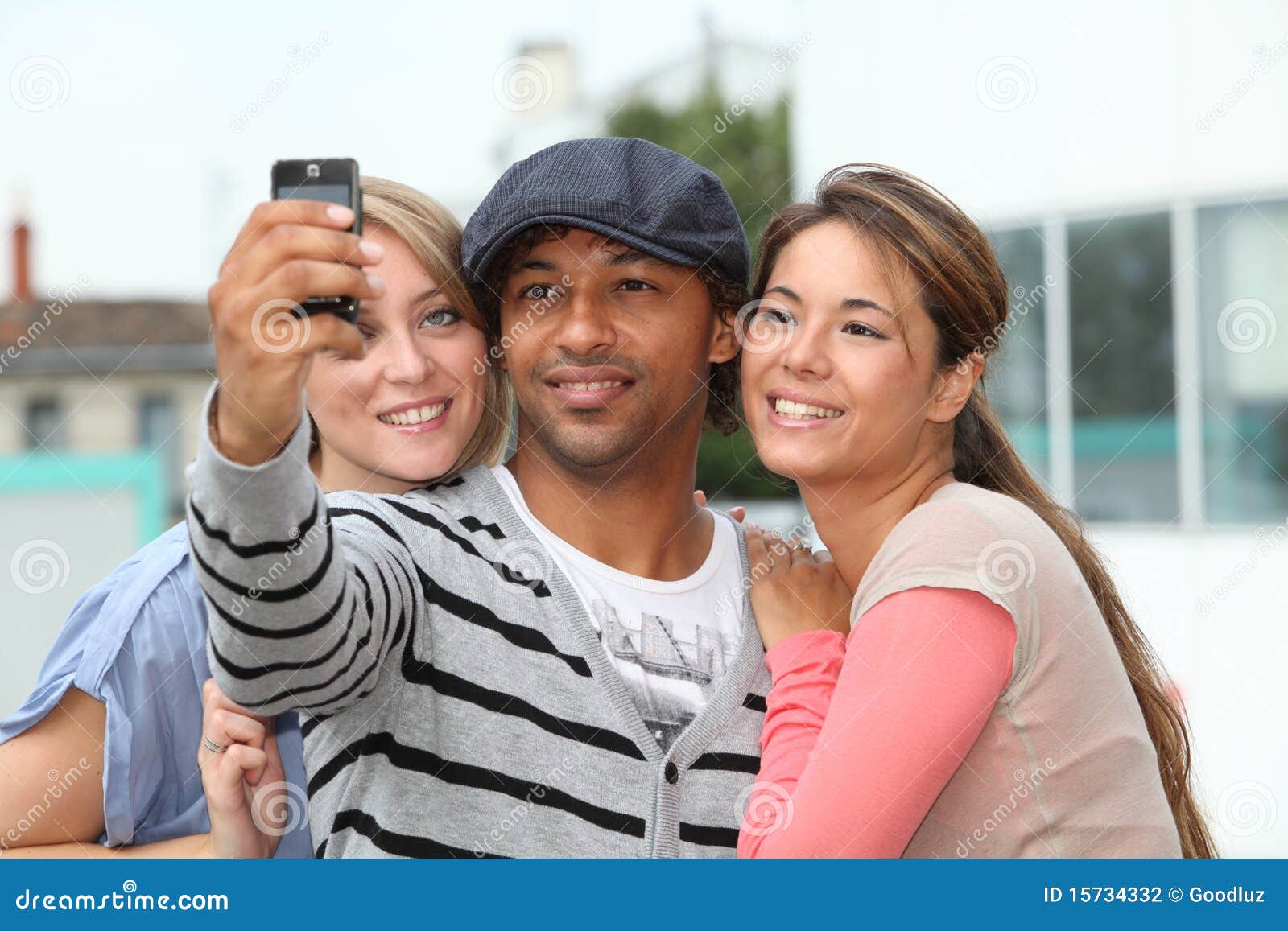 Group of Friends with Telephone Stock Photo - Image of taking, portrait ...