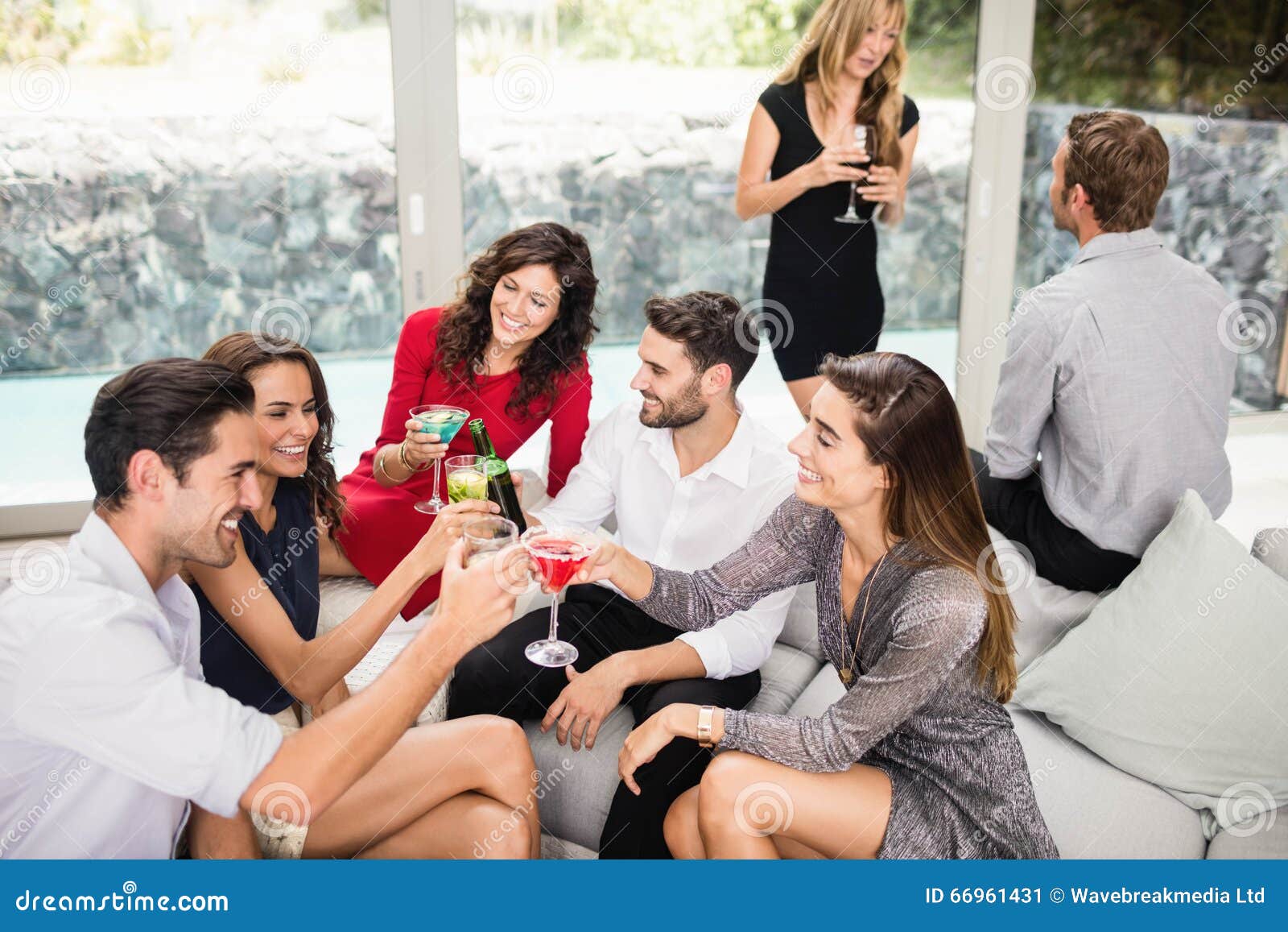 Group of Friends Toasting Cocktail Drinks Stock Image - Image of ...