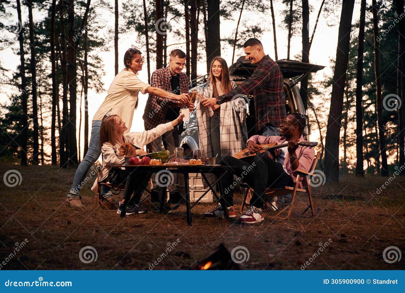 Group of Friends are Together in the Forest Stock Photo - Image of ...