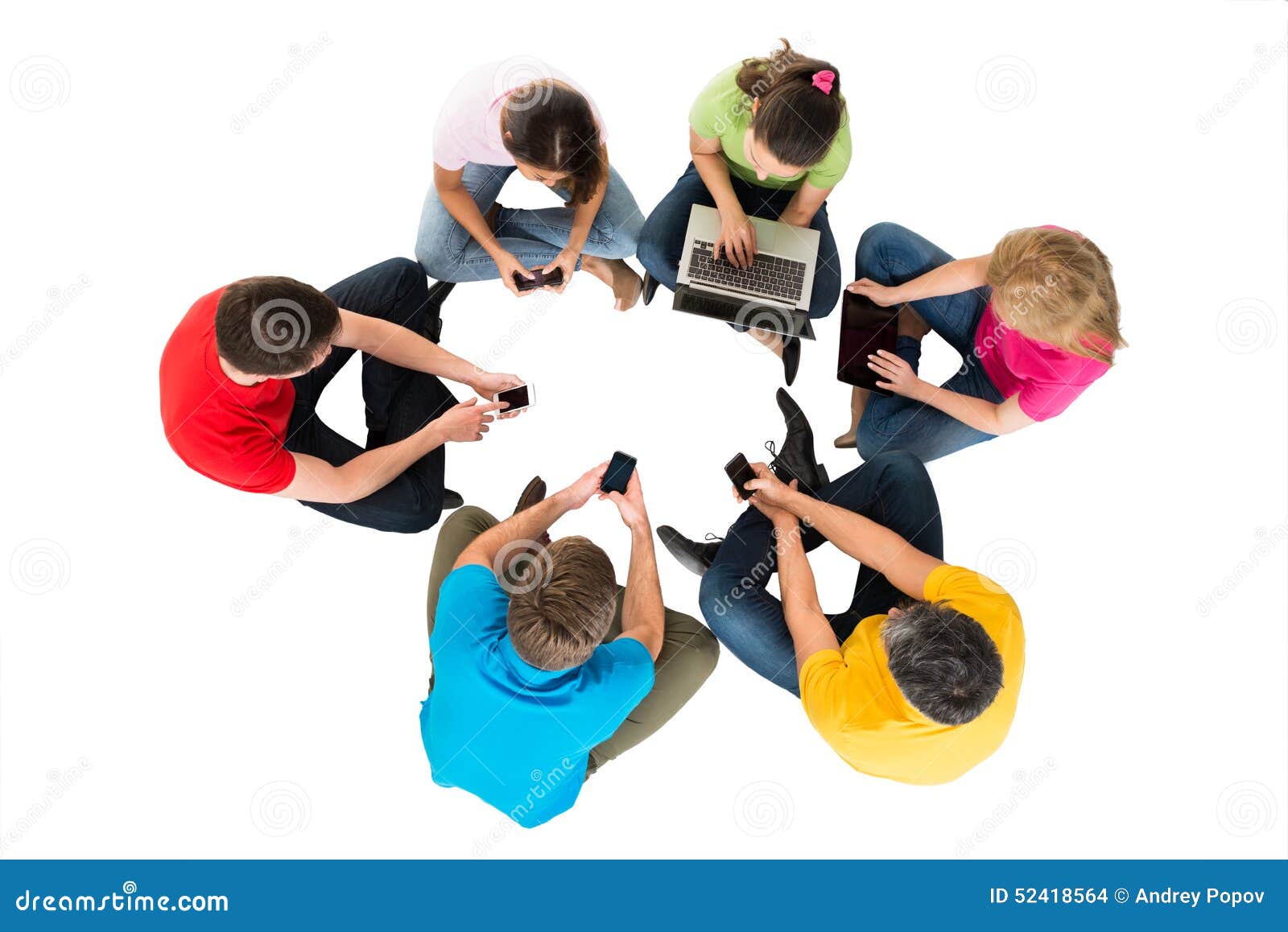 Group of Friends Using Electronic Devices Stock Photo - Image of ...