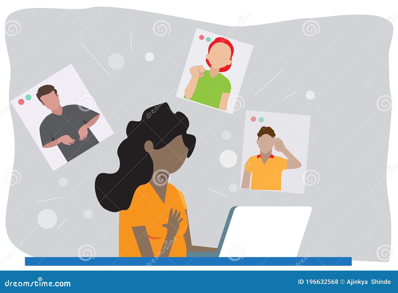 Group of Friends on Video Call Talking Sign Language Stock Vector ...