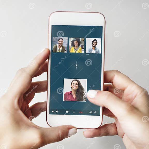 Group Friends Video Chat Connection Concept Stock Photo - Image of ...