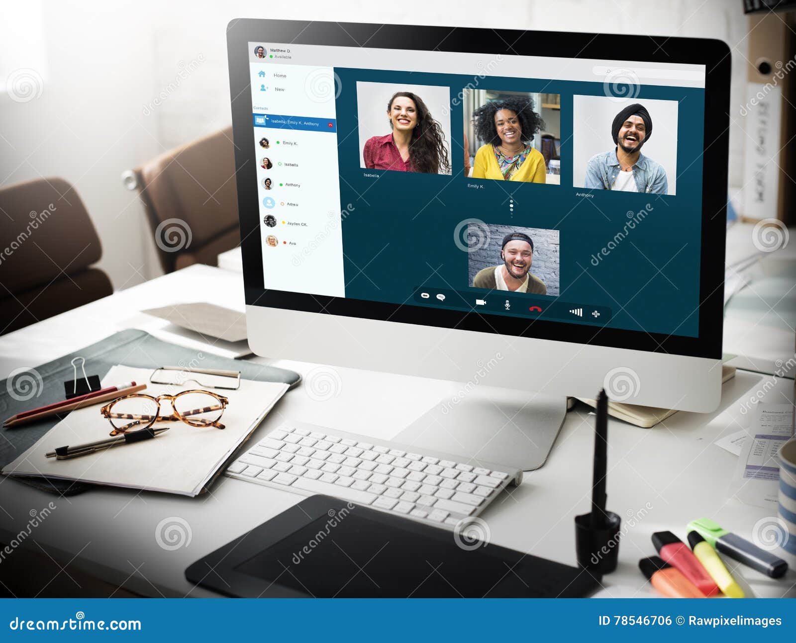 Group Friends Video Chat Connection Concept Stock Photo - Image of ...