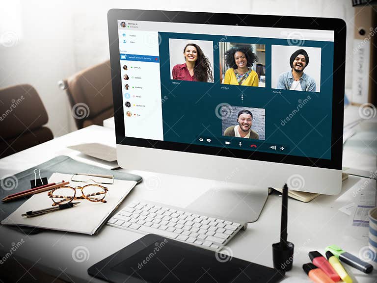 Group Friends Video Chat Connection Concept Stock Photo - Image of ...
