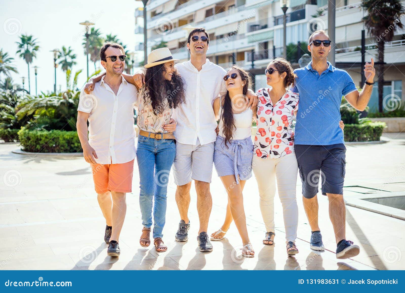 Group of Friends Walking, Taking, Laughing and Having Fun Stock Image ...